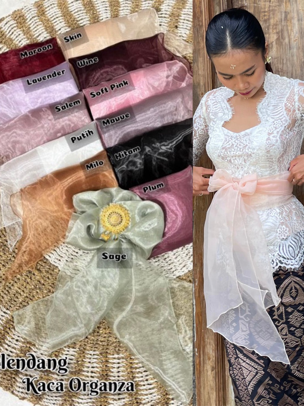 Jual Selendang Kaca Organza selendang kristal kaca 3meter ujung lancip ...