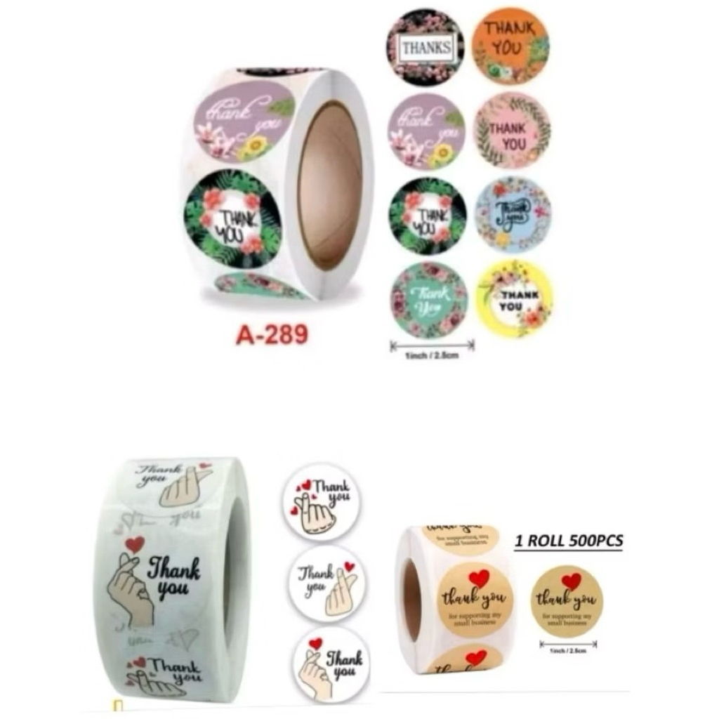 Jual Sticker Thankyou 1 Roll 500Pcs / Sticker Thank You / Sticker ...