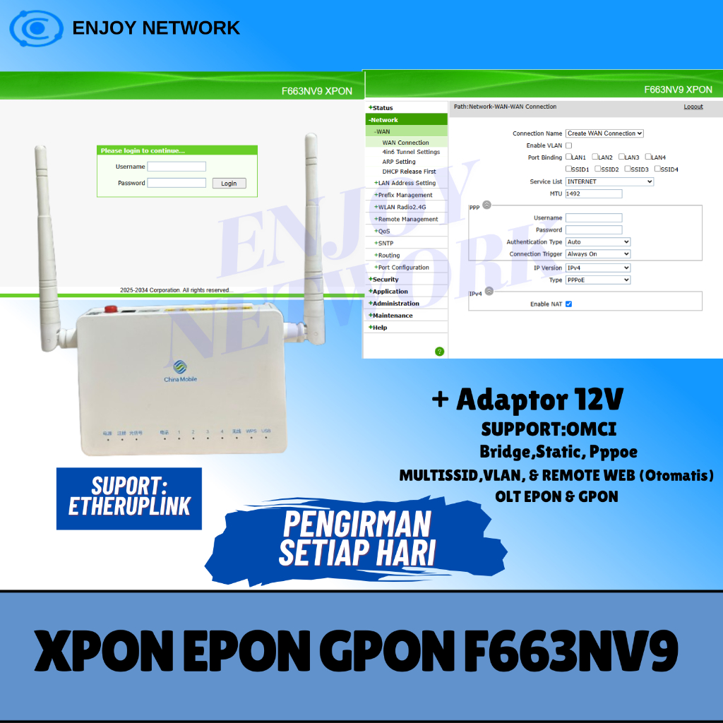 Jual ONU XPON EPON GPON F663NV9 DENGAN ADAPTOR | Shopee Indonesia