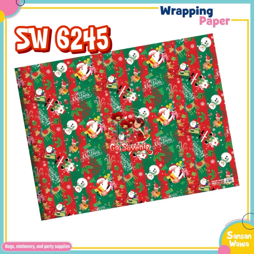 Jual ( 5 Lembar ) XMAS SANWA - KERTAS KADO NATAL / CHRISTMAS / KADO ...
