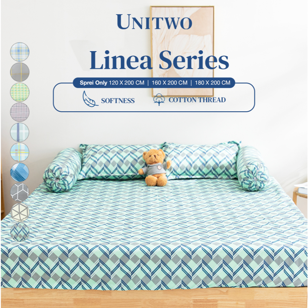 Jual UNITWO [SEPREI ONLY] Seprei Motif Geometris Dengan Sarung Bantal ...
