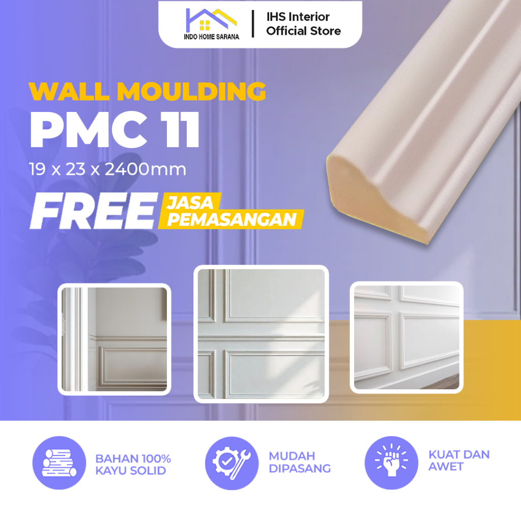 Jual Wall Moulding Lis Kayu PMC 11 Ukuran 19x23x2400mm - List Profil ...