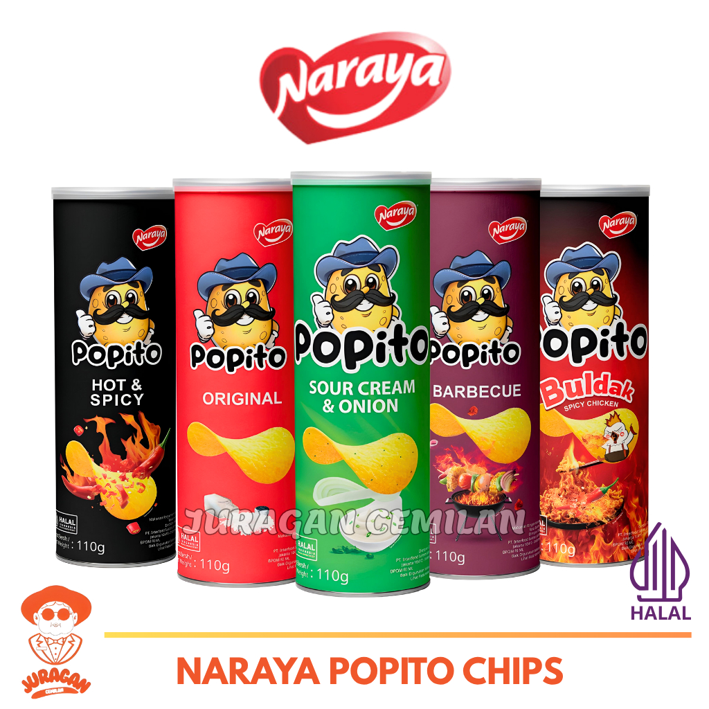 Jual Naraya Popito Chips Rasa Original, Sour Cream, Bbq, Hot Spicy ...