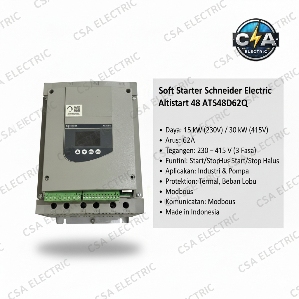 Jual SCHNEIDER SOFT STARTER ALTISTART 48 ATS48D62Q - 62A 30KW 3 FASA ...