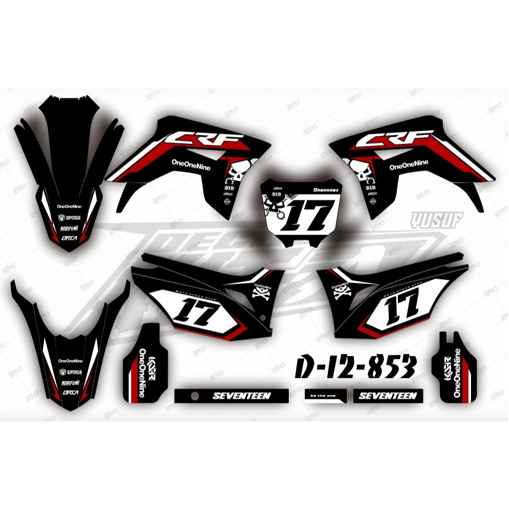 Jual Decal Honda CRF 150L Merah Hitam Racing 119 D-I2-1311 D-I2-003 ...