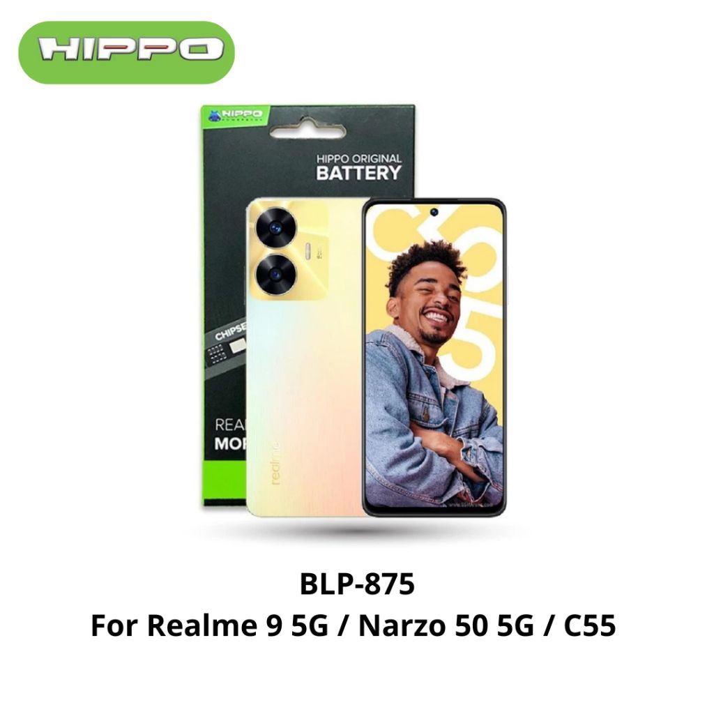 Jual Hippo Baterai REALME BLP-875 REALME 9 5G C55 NARZO 50 5G 5000mAh ...