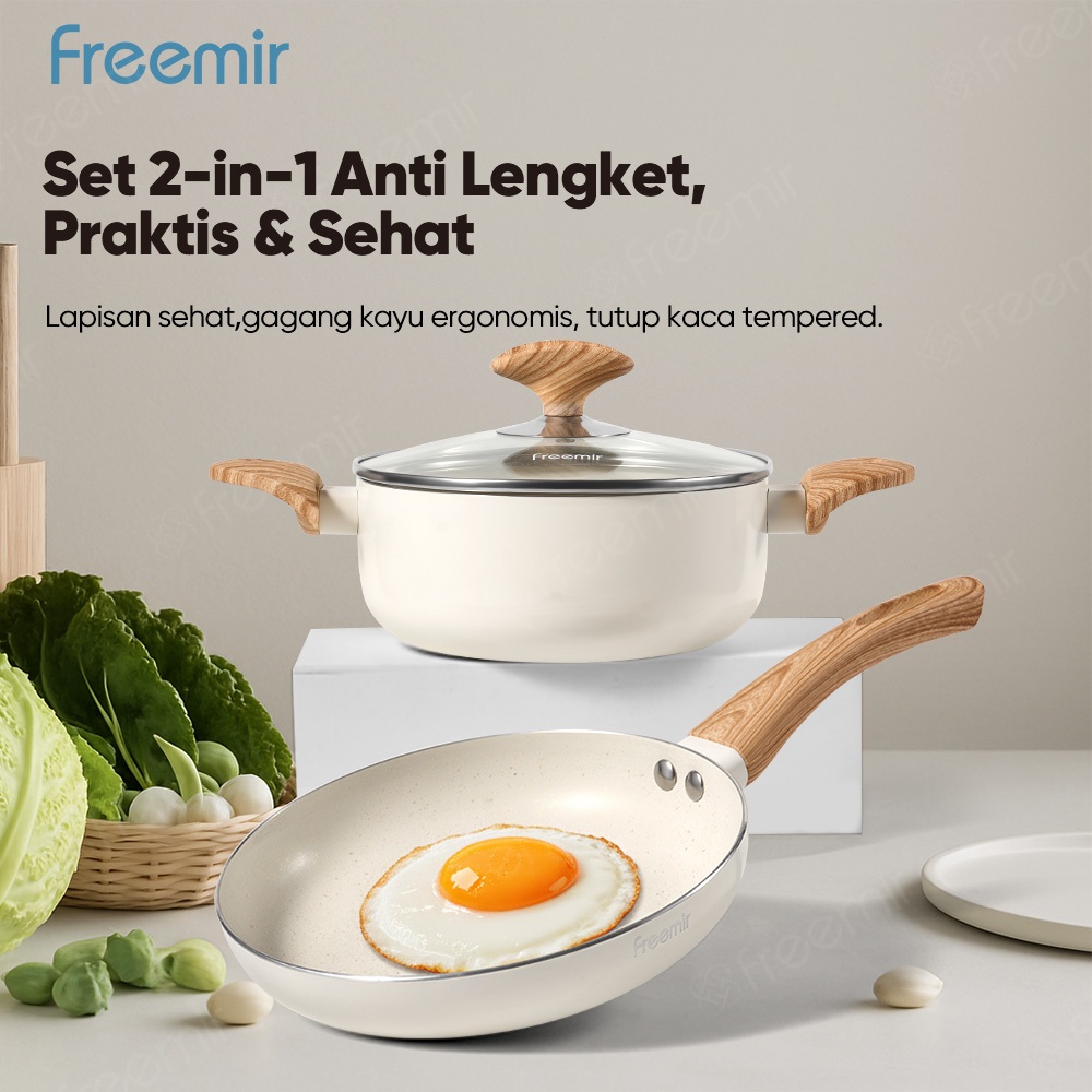 Jual [FLASH SALE] freemir Wajan Panci Set Anti Lengket Warna Putih ...