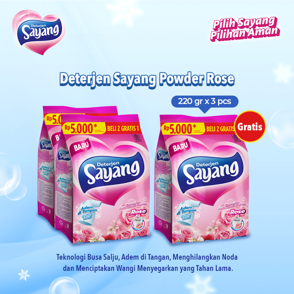 Jual [Buy 2 Get 1 Free] Sayang Rose Powder Detergent 220 GR | Shopee ...