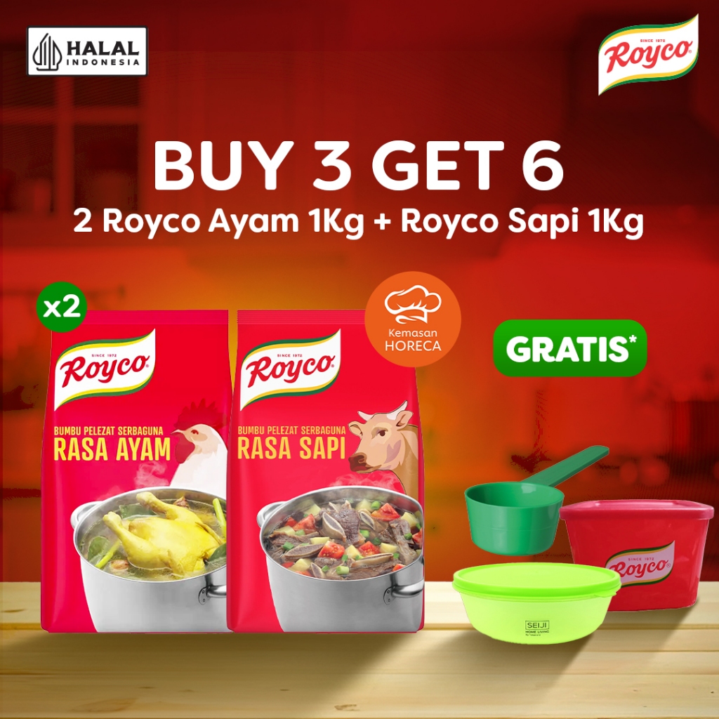 Jual [BUY 3 GET 6] Royco Ayam 1Kg (x2) + Royco Sapi 1Kg FREE Measuring ...