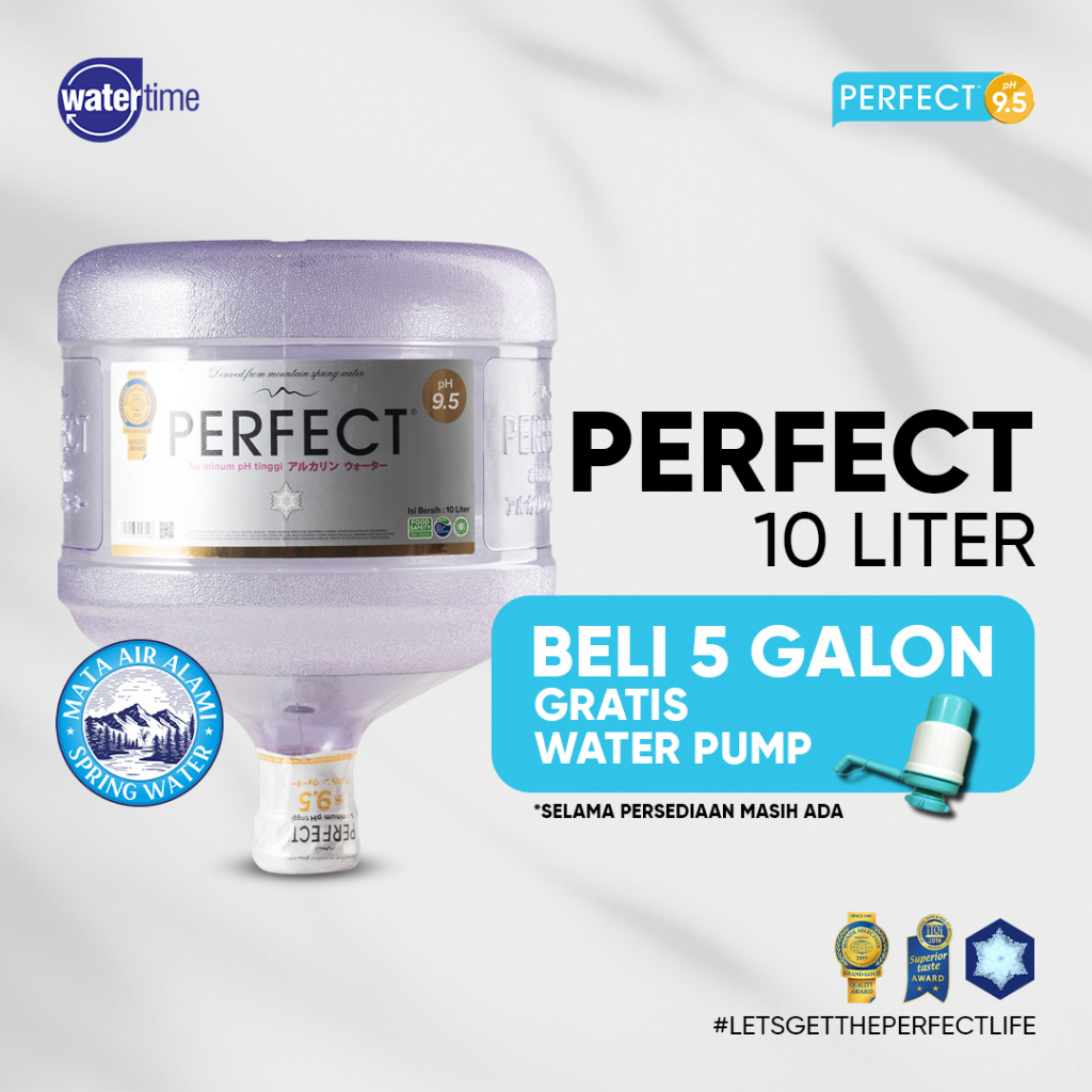 Jual Perfect Alkaline Water Galon beli 5 Galon + Free waterpump ...