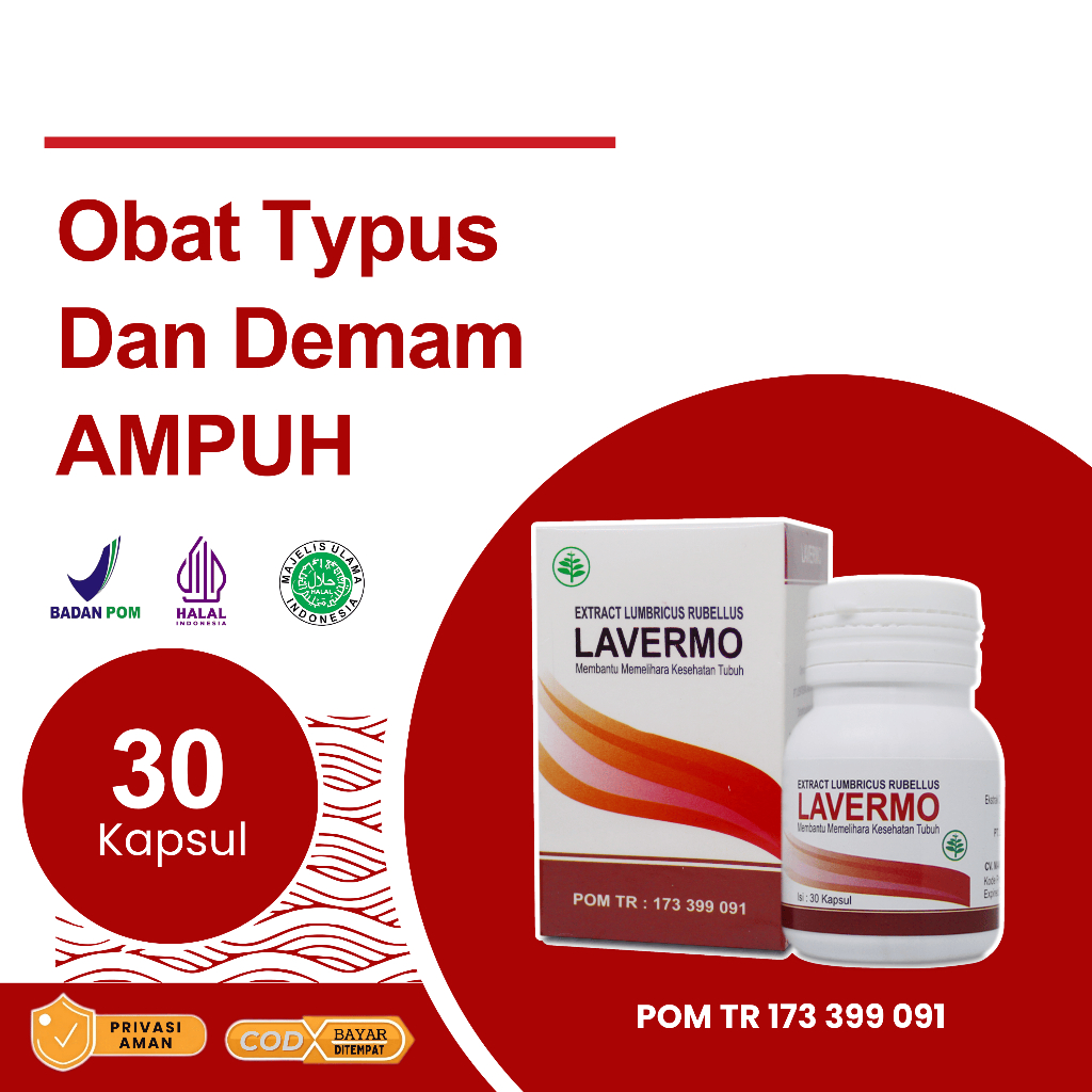 Jual OBAT DEMAM TIPES ANAK LAVERMO 30 KAPSUL Cacing Tanah Obat Herbal ...