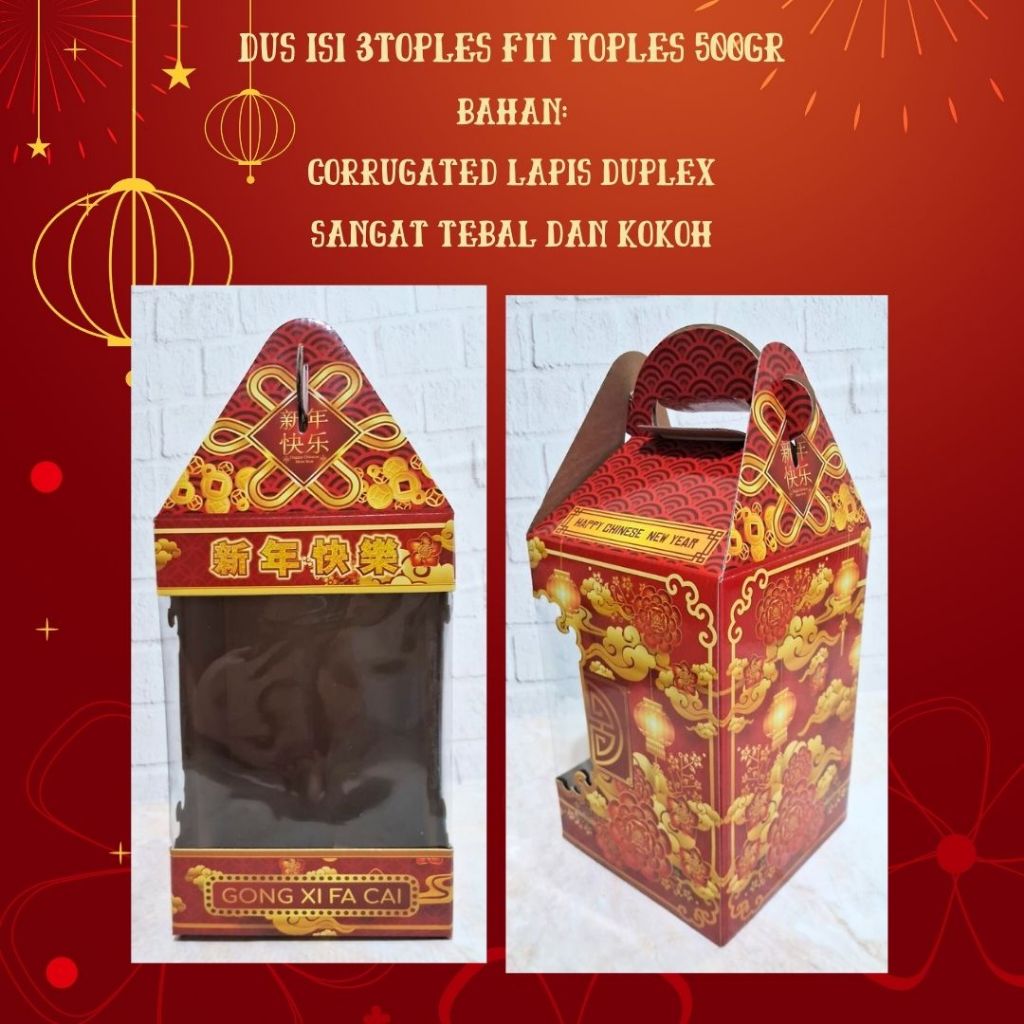 Jual SALE Dus Toples isi 3 500gr hardtop Box Kue kering imlek chinese ...