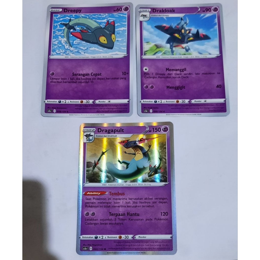 Jual Kartu Pokemon Dreepy, Drakloak, Dragapult sc1a tipe psychic (take ...