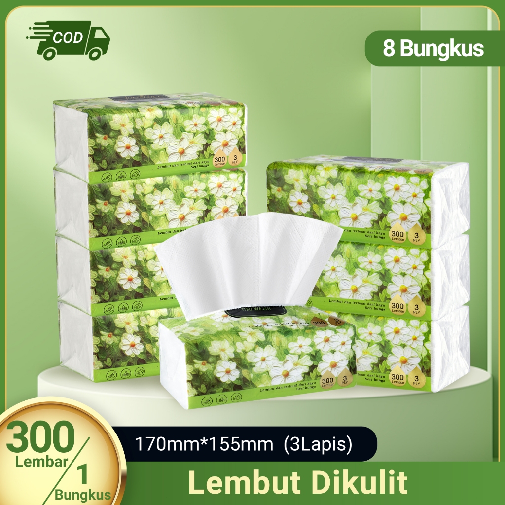 Jual [8 Bungkus]Yasmine tisu 8 PACK 300 helai 3 ply Soft Facial Tissue ...
