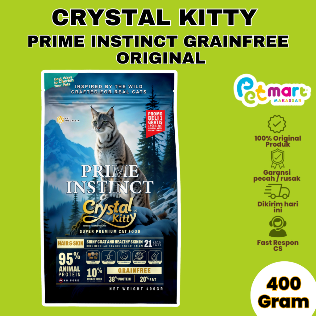 Jual Makanan Kucing Kering Crystal Kitty Prime Instinct Grainfree Cat ...