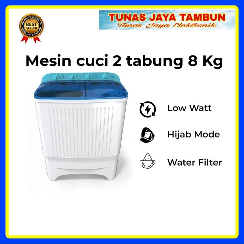 Jual MESIN CUCI POLYTRON PWM 8072 / MESIN CUCI POLYTRON 2 TABUNG 8KG ...