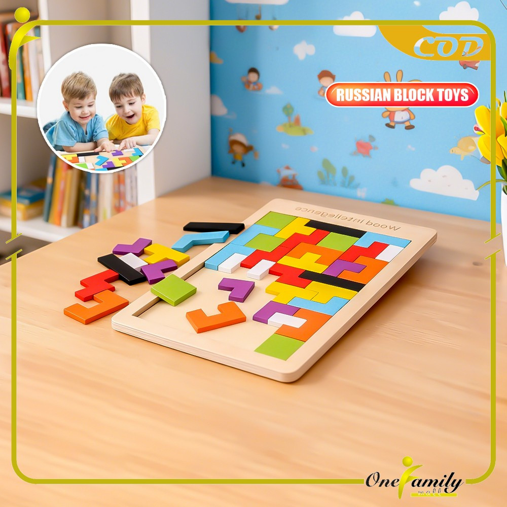 Jual ONE-M334 Puzzle Wooden Intellegence Mainan Kayu Anak / Tetris ...