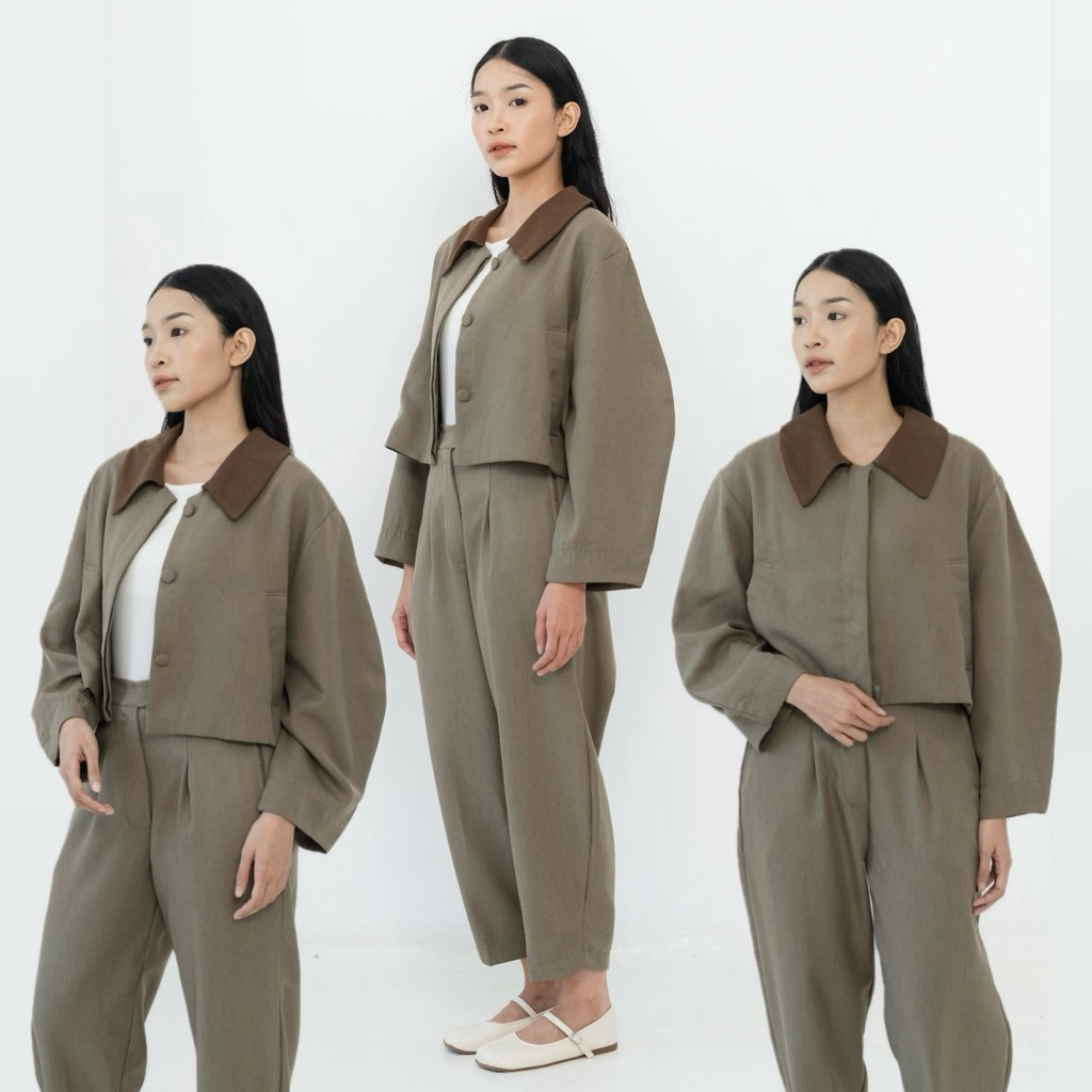 Jual CLASSY OUTFIT || LEXIE JACKET KERAH KOMBINASI || Setelan wanita ...