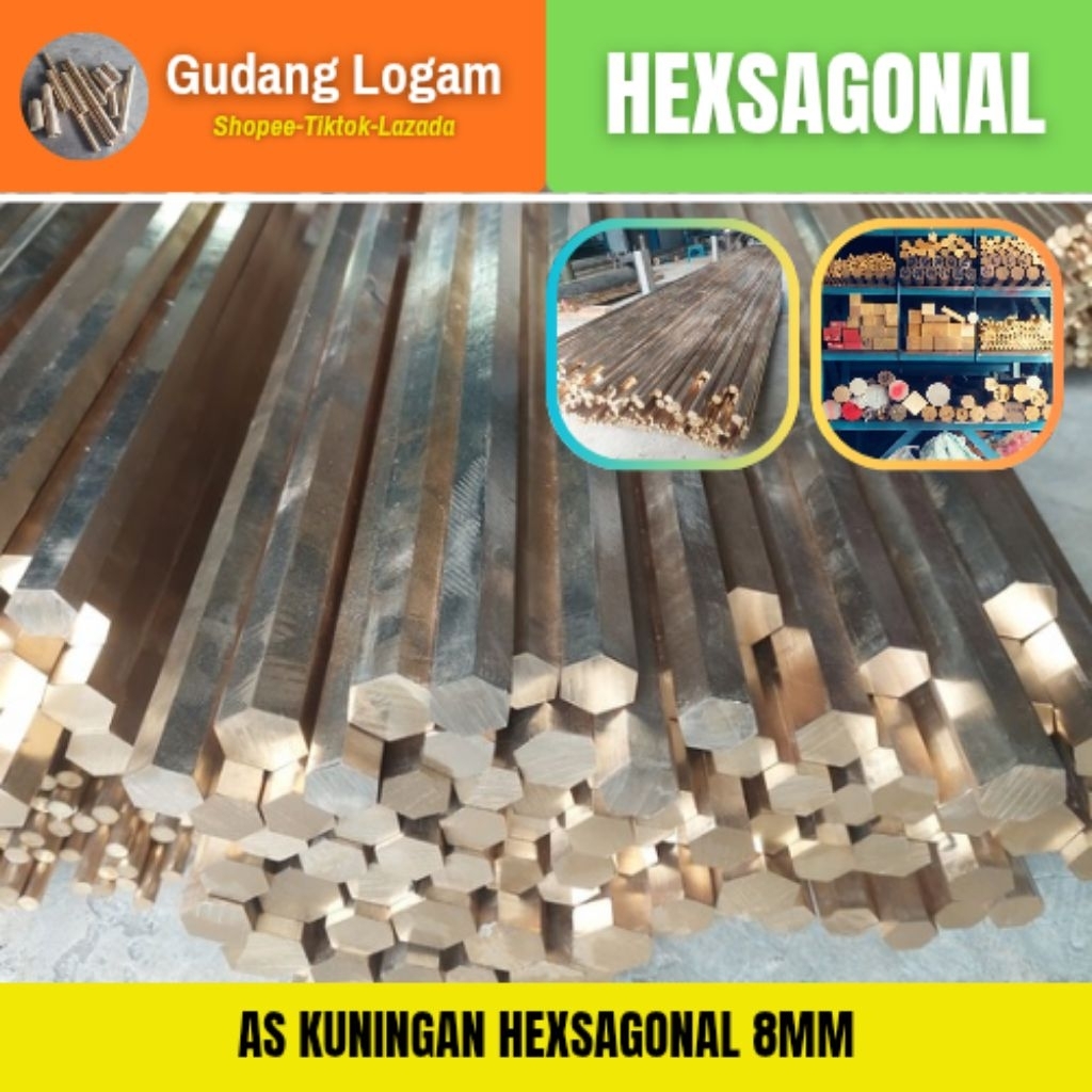 Jual As kuningan 8mm Hexsagonal Segienam | Shopee Indonesia
