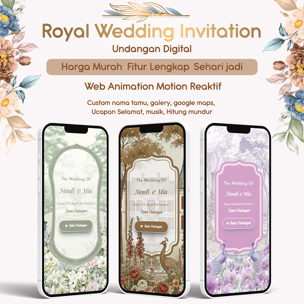 Jual Undangan Digital Pernikahan Cantik Elegan Unik Undangan Digital ...