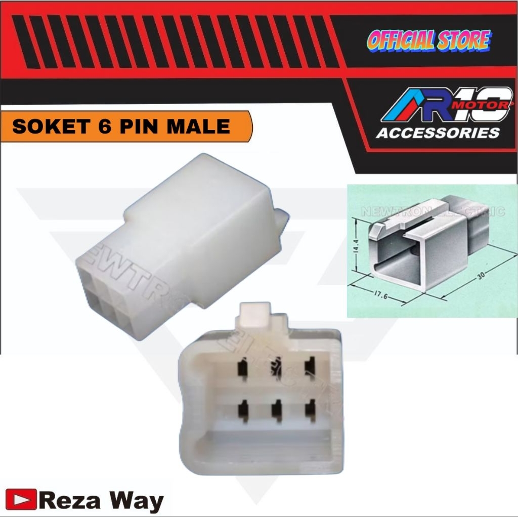 Jual SOKET 6 PIN MALE / NYLON / SOKET KONEKTOR | Shopee Indonesia
