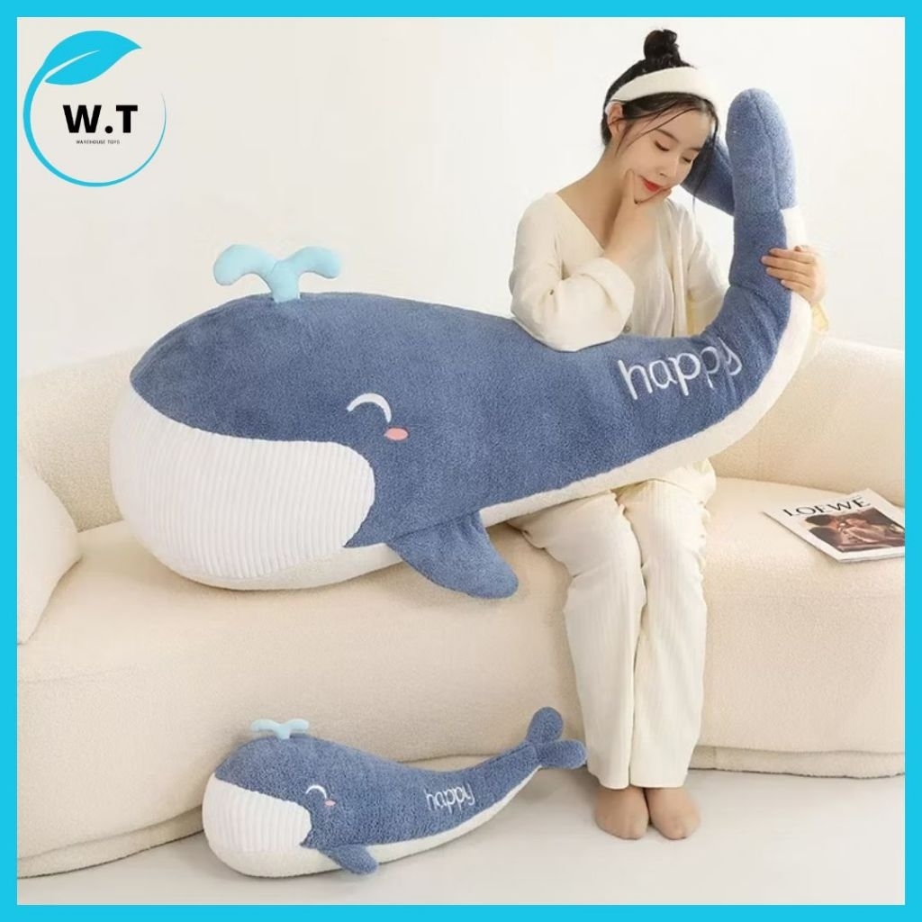 Jual Boneka Whale Plush 60cm | Bantal Paus Kawaii Smile Cute Soft ...