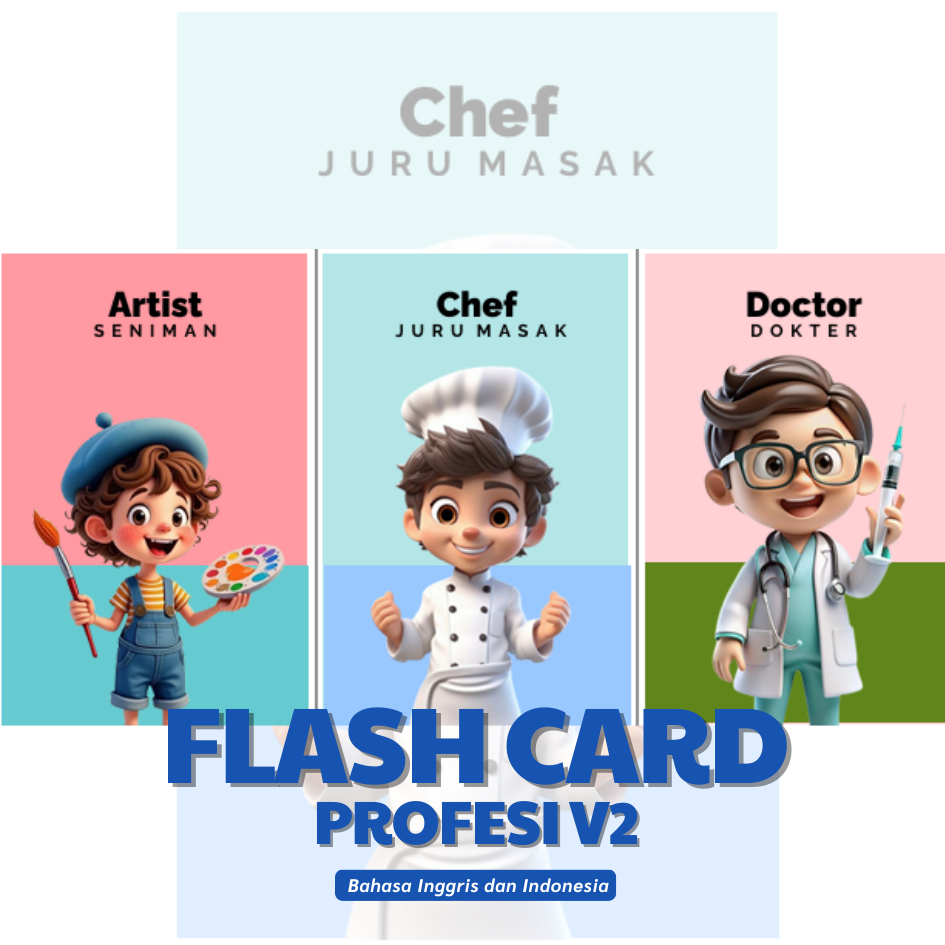 Jual FLASH CARD PROFESI VERSI 2 25 PCS KARTU BELAJAR ANAK FLASHCARD ...