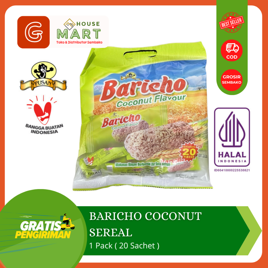 Jual [1 PACK] PUSAN BARICHO COCONUT - OAT BAR Snack Sereal rasa Kelapa ...