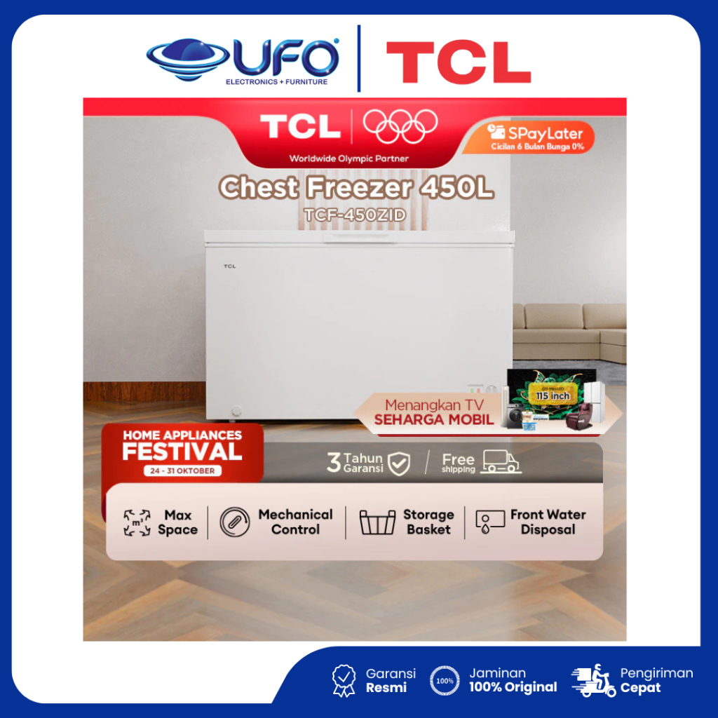 Jual TCL Chest Freezer TCF-450ZID Kapasitas 450 Liter Super Freezing ...