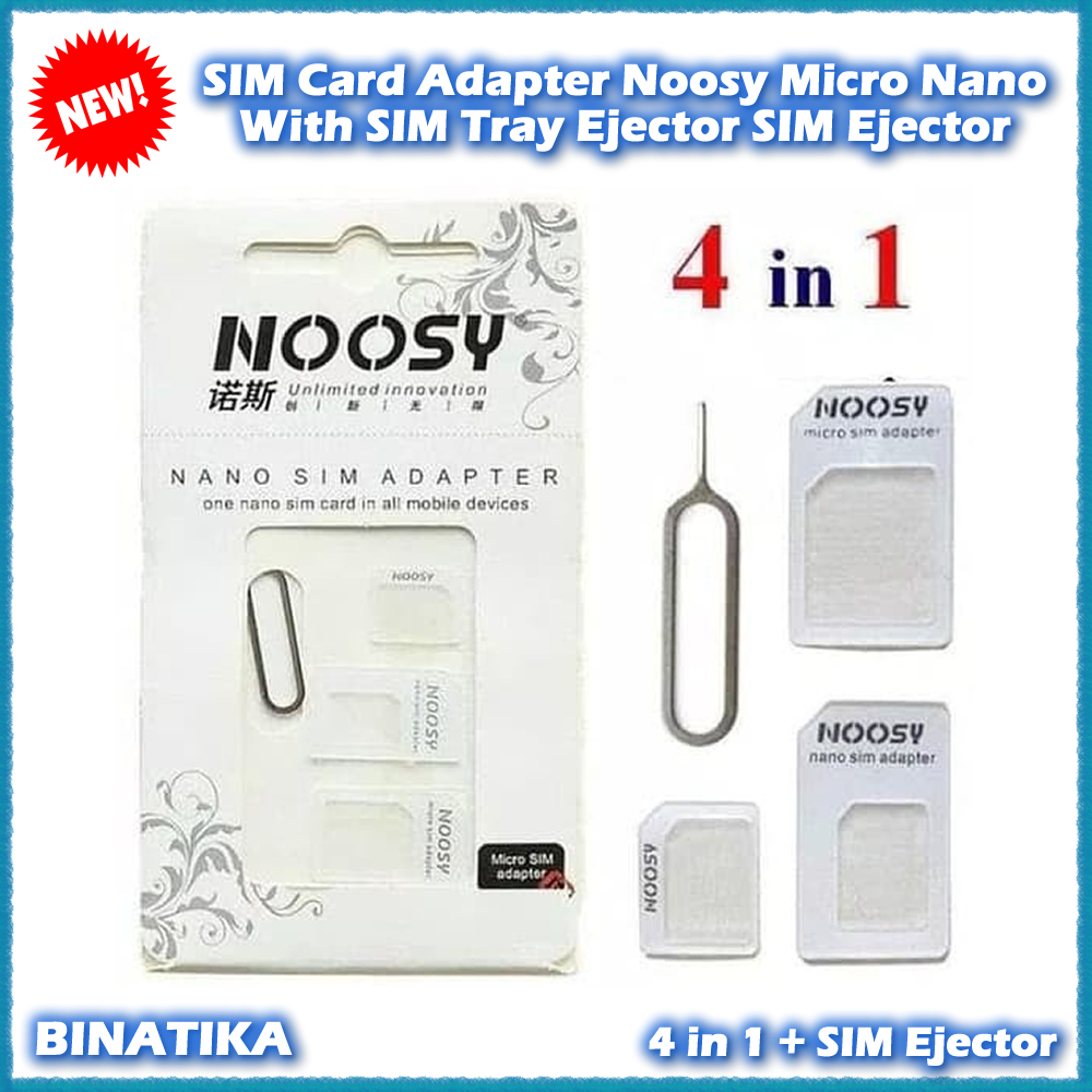 Jual SIM Card Adapter Noosy 4 in 1 Micro Nano With SIM Tray Ejector SIM ...