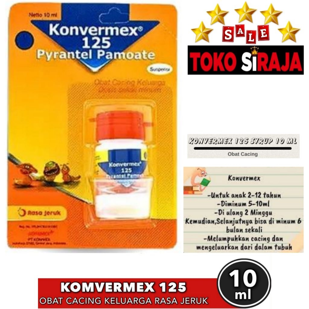 Jual KONVERMEX SIRUP 10 ML RASA JERUK / OBAT CACING KELUARGA KONVERMEK ...