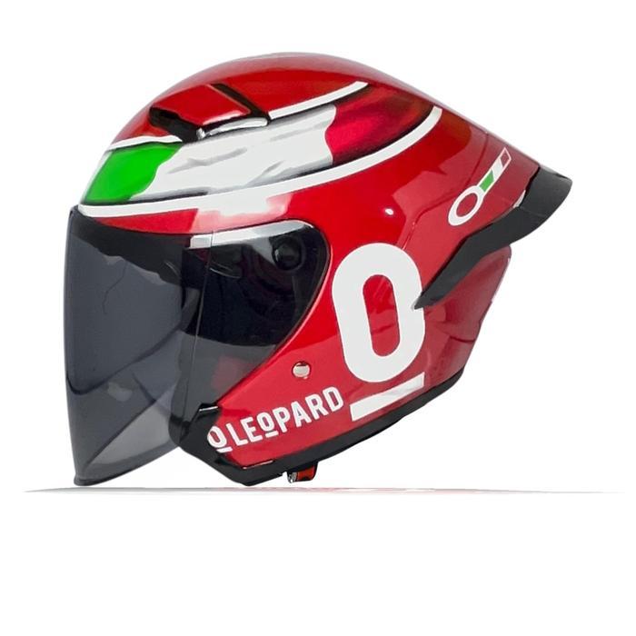 Jual Helm MLA HAKAI Half Face Motif Leopard Red Ferari SNI Free Spoiler ...