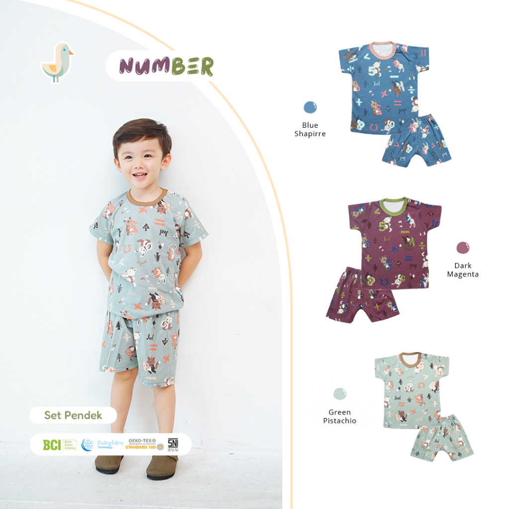 Jual Joel Supersoft Number | Setelan Pendek Anak 0–5 Tahun | Mix & Match Series | Baju Anak ...