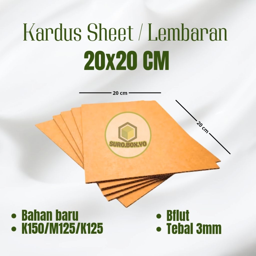 Jual Kardus Sheet / kardus Lembaran ukuran 20x20 CM Sheet baru single ...