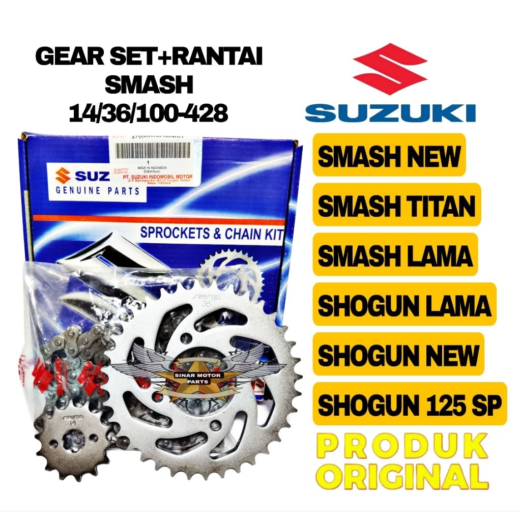 Jual Gear Set+Rantai Original Suzuki Smsh, Smash, Smash New Titan ...