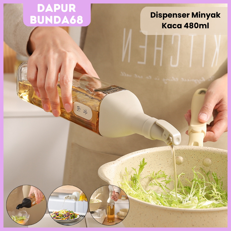 Jual DB68 Dispenser Botol Minyak Kaca 480ml Anti Tumpah Estetik Korean ...