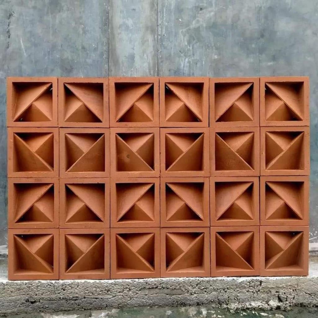 Jual Roster Beton Minimalis Motif Arrow Merah/Abu/putih Anti Tampias ...
