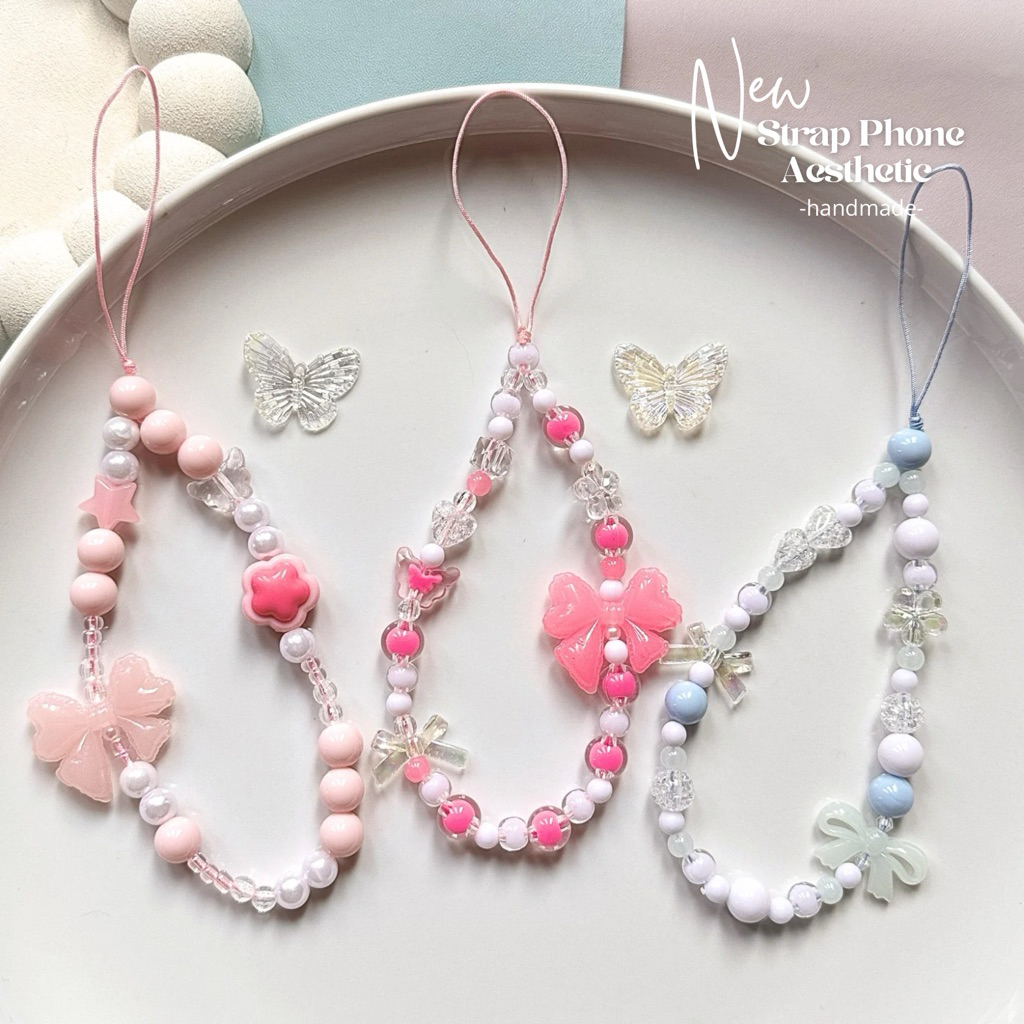 Jual Strap phone manik manik/gantungan hp aesthetic/phone strap lucu ...