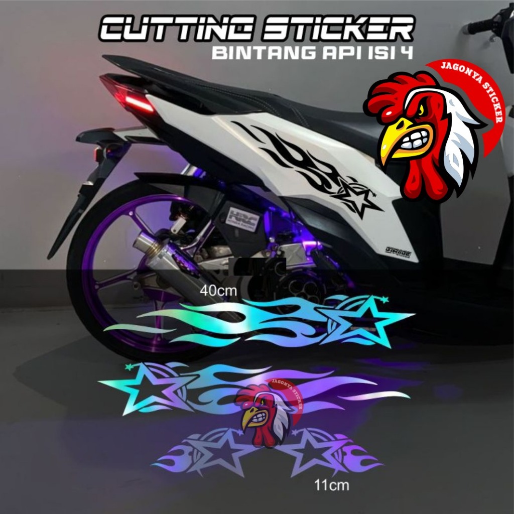 Jual 4pcs Sepaket Stiker Bintang Api Cutting Sticker Starfire Universal ...