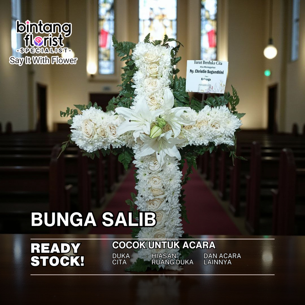 Jual Bunga Salib Duka Cita Premium Floral Cross Lily & Mawar Putih ...