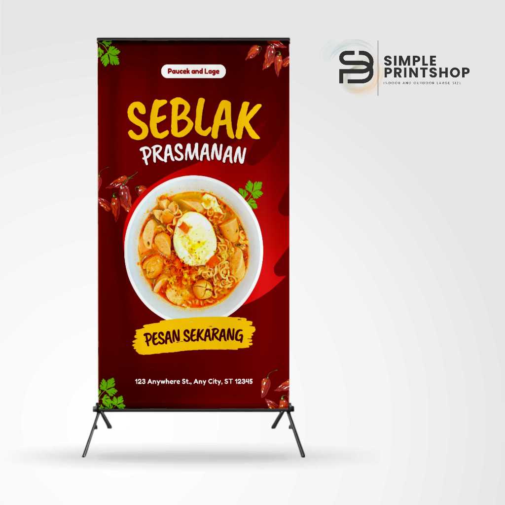 Jual Spanduk Banner Seblak Prasmanan Model Berdiri Free Custom Design ...