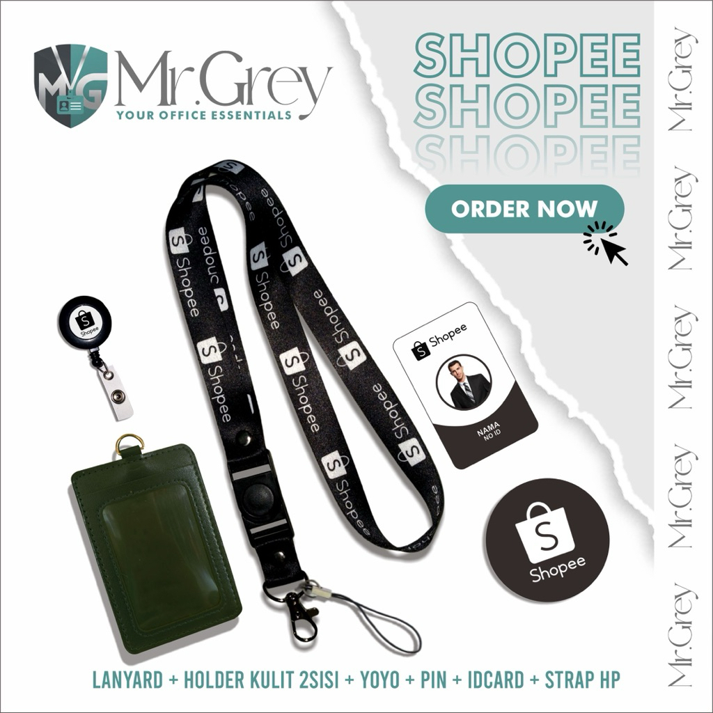 Jual Lanyard SHOPEE HITAM / Tali idcard SHOPEE HITAM [READY STOCK ...
