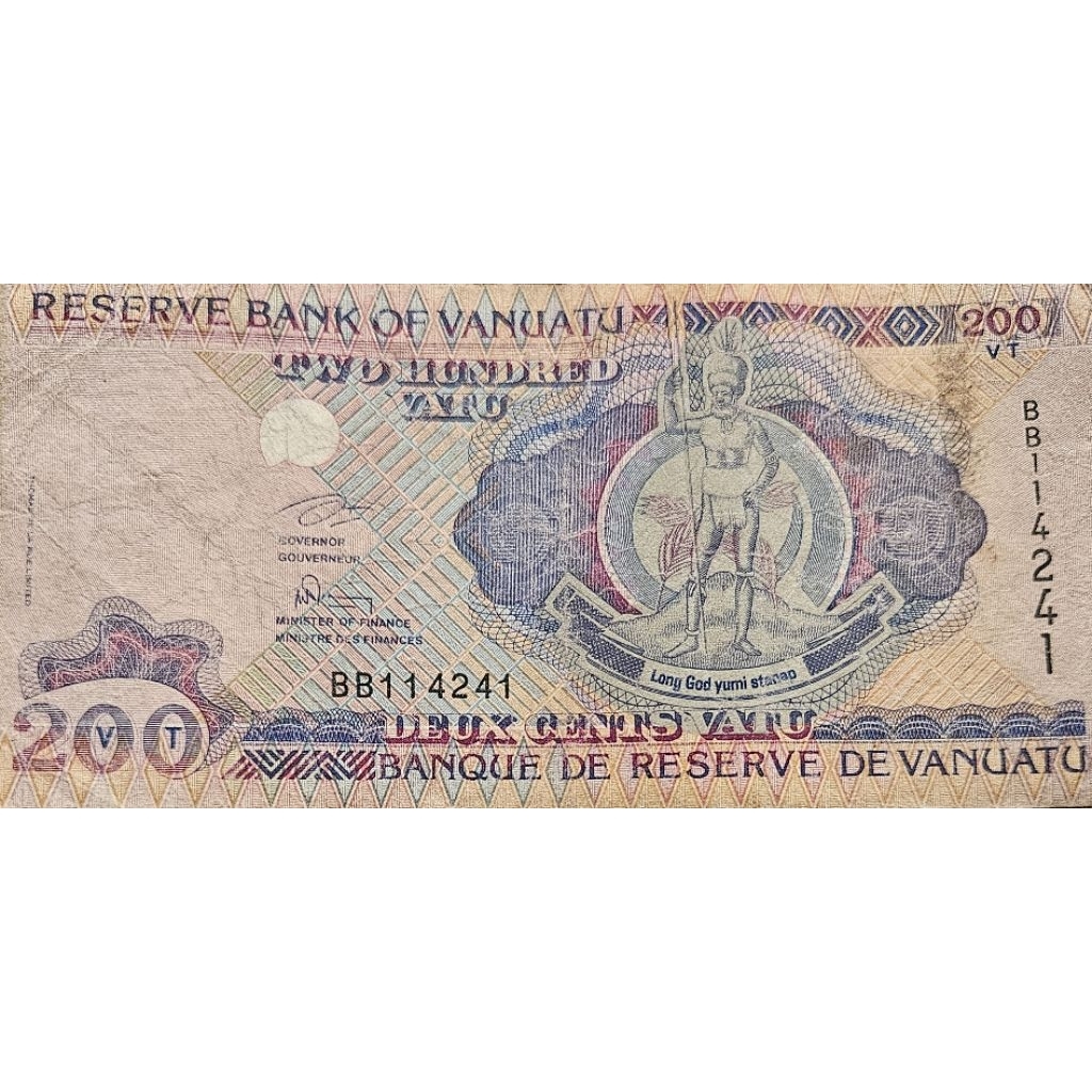 Jual Uang Asing Negara Vanuatu 200 Vatu tahun 1995 Kondisi Kertas utuh ...
