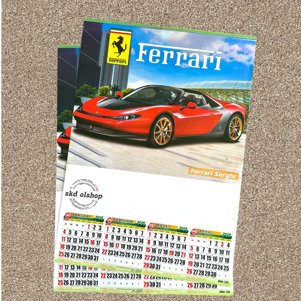 Jual Kalender Tahun 2026 MDA 320 Mobil sport 3 lembar x 4 bulan ukuran ...