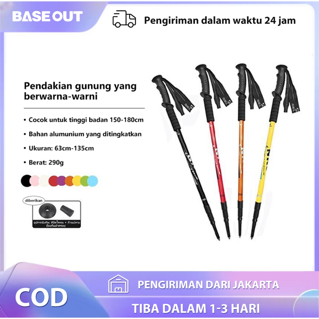 Jual BASEOUT Tongkat jalan teleskopik 3 bagian dengan pegangan lurus ...