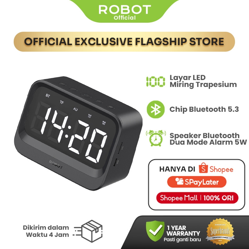 Jual ROBOT Speaker Alarm Bluetooth RB620 LED Digital Clock Dual Smart ...