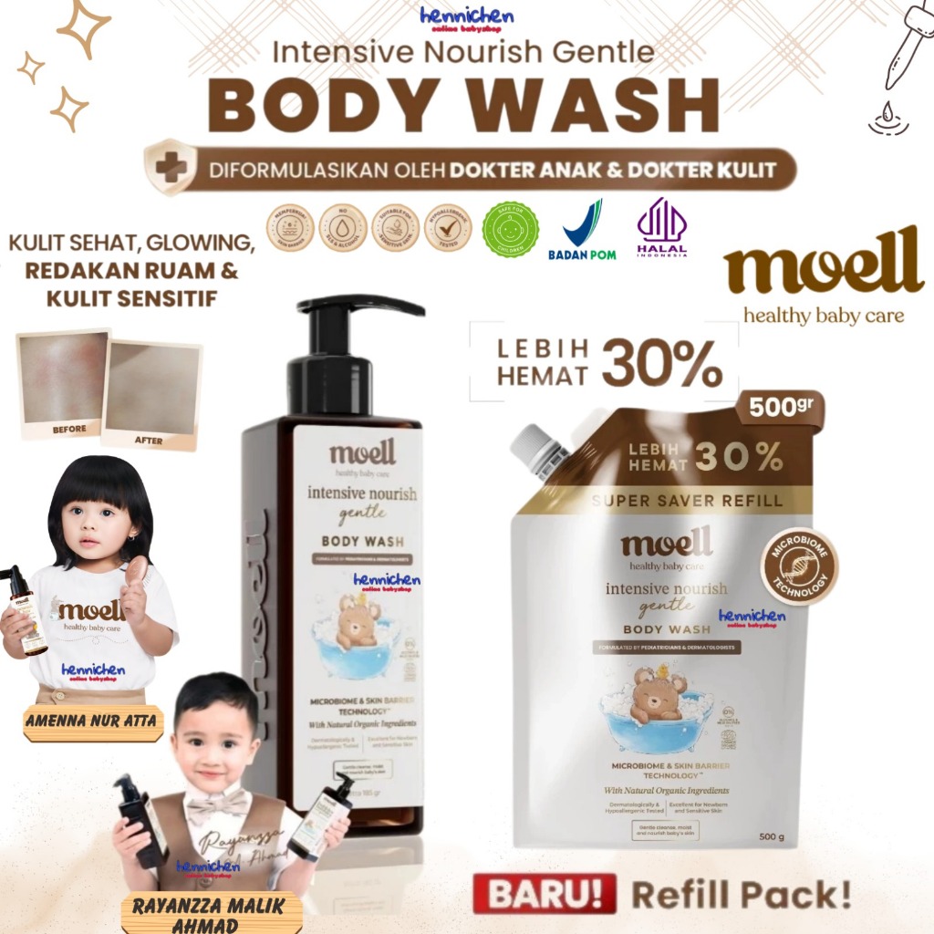 Jual Moell Body Wash Bubbles 185gr BOTOL / 500gr REFILL POUCH / moel ...