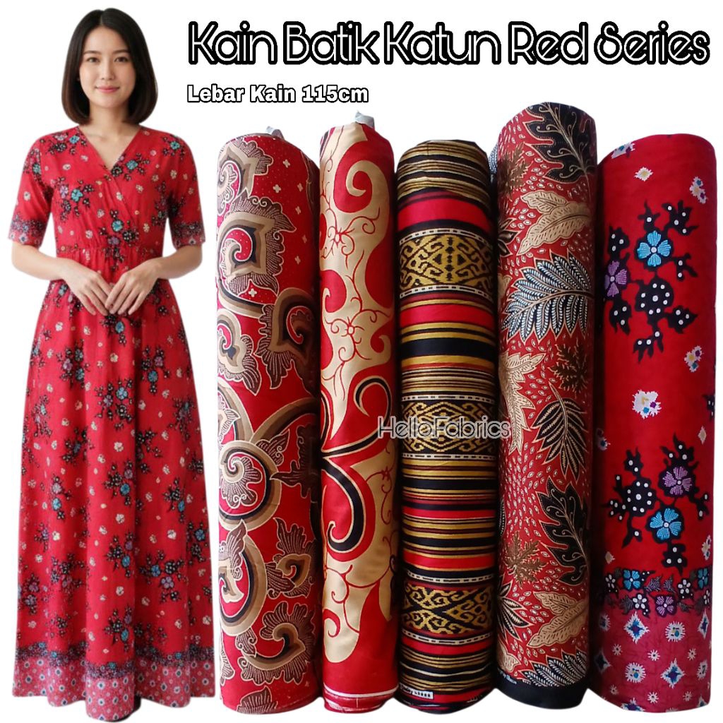 Jual Kain Batik Katun Red Series Lebar 115cm | Shopee Indonesia