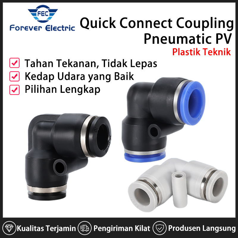 Jual PV 6 - PV 8 - PV 10 - PV 12 FITTING ELBOW PNEUMATIC SELANG ...