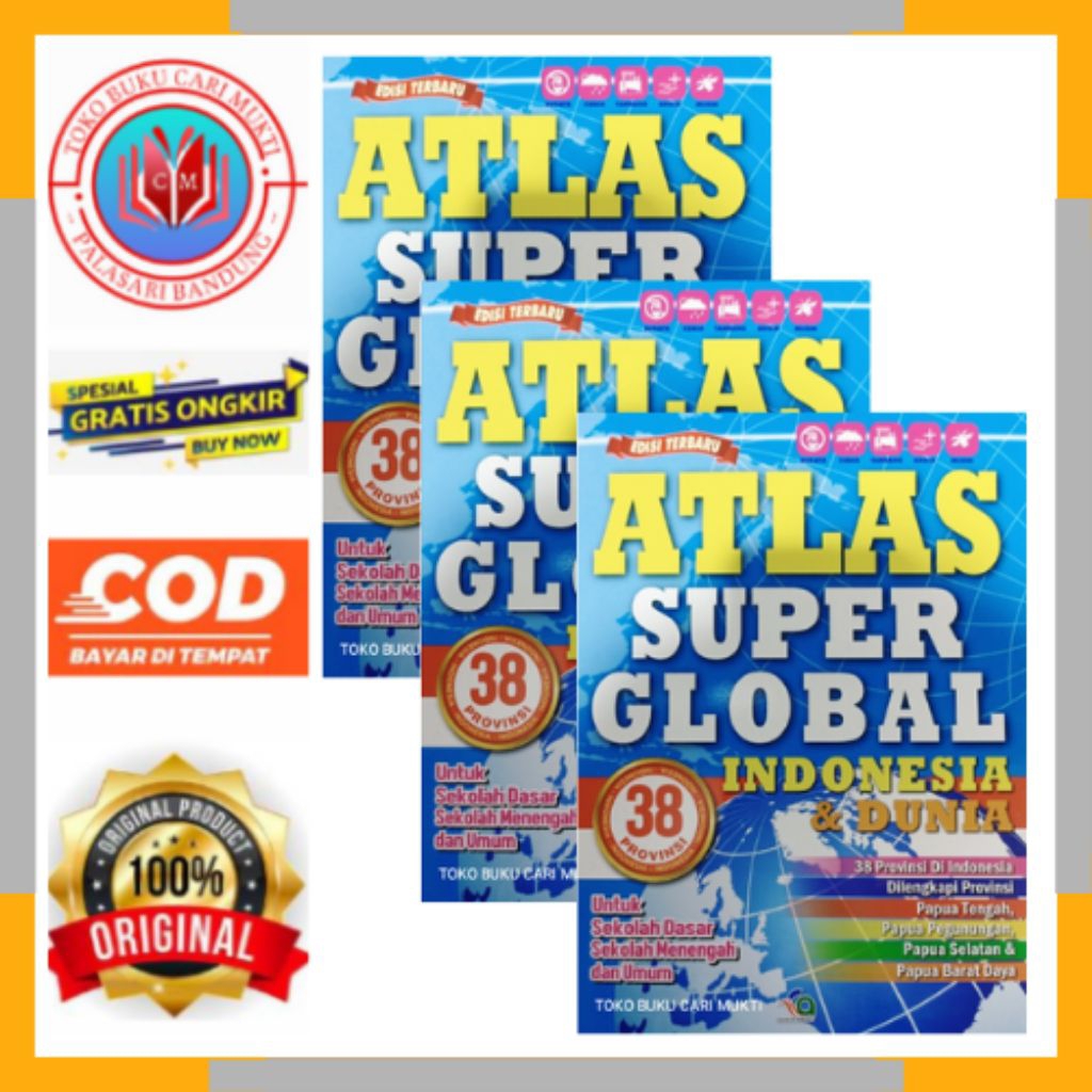 Jual BUKU ATLAS SUPER GLOBAL INDONESIA DAN DUNIA 38 PROVINSI EDISI BARU ...